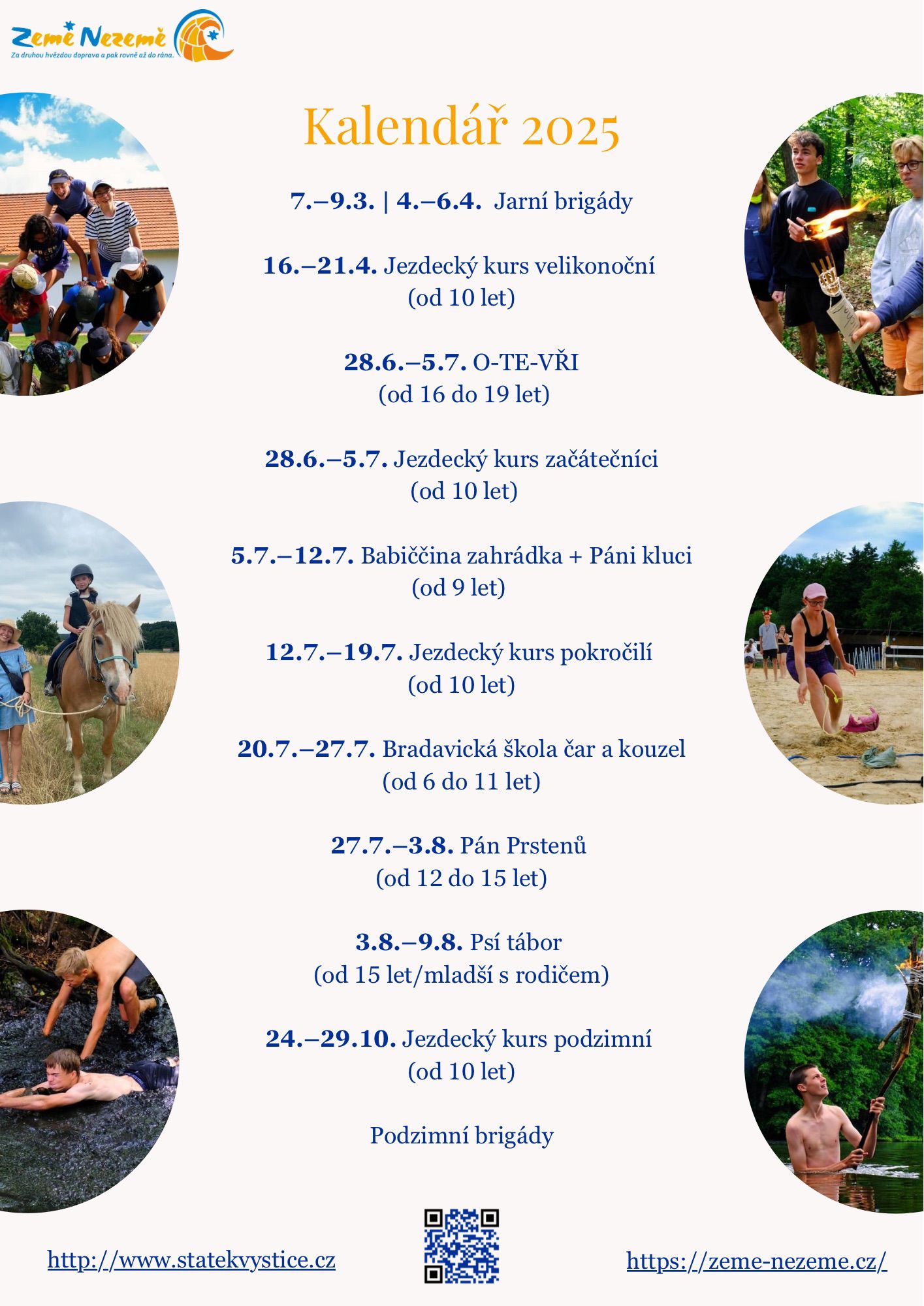 Stručný kalendář akcí 2025 - Země nezemě
